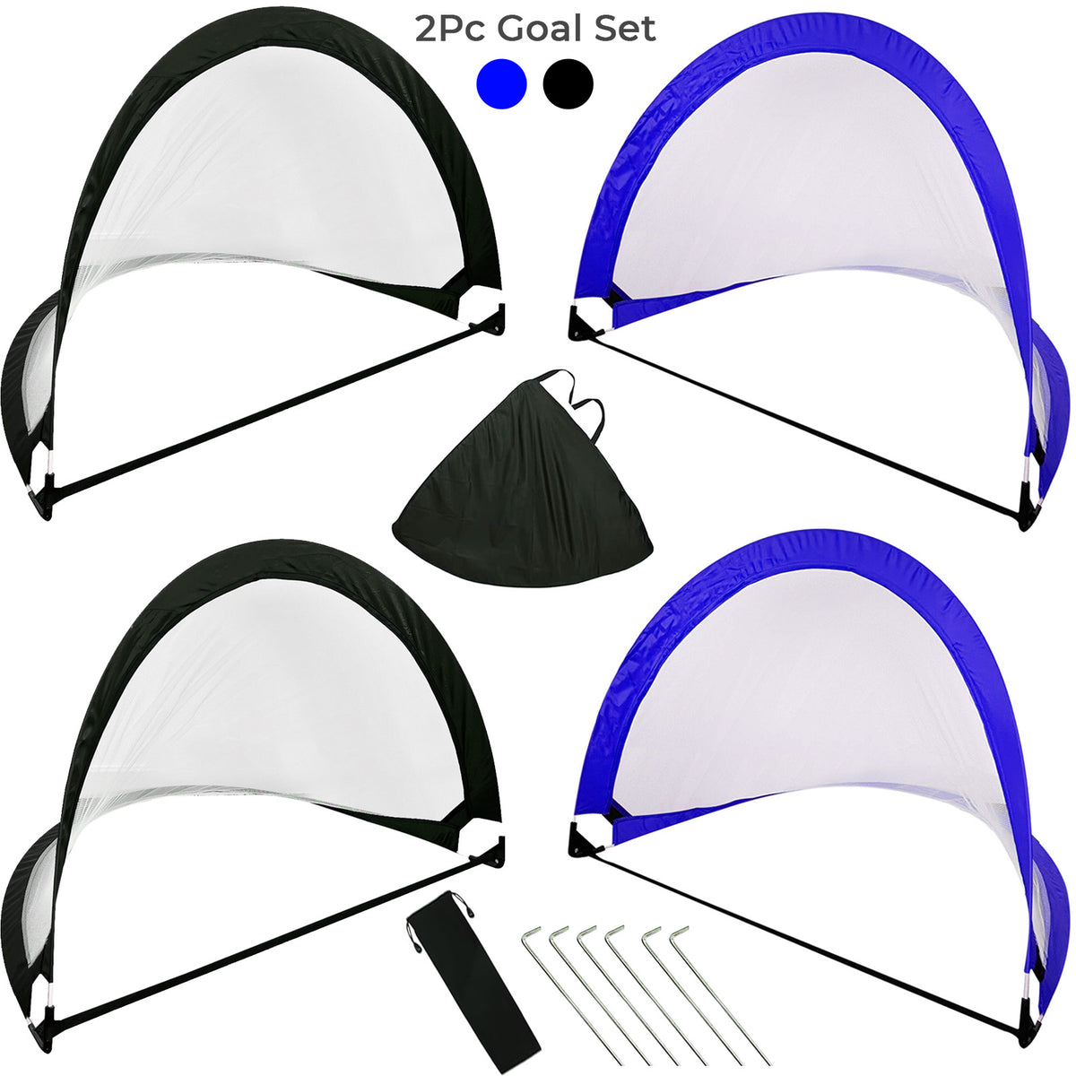 2 x Pop Up Football Goal Set with Carrying Case — Brits Home Garden